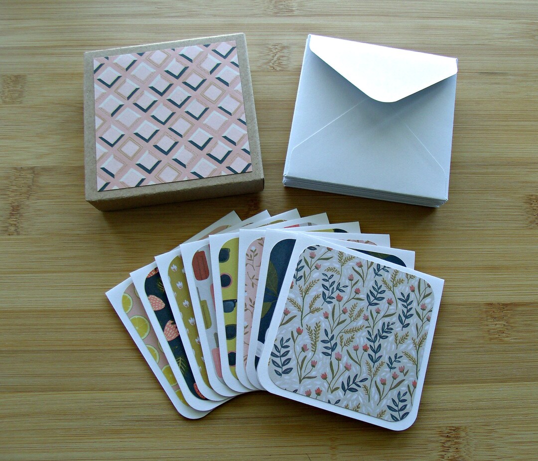 Goldenrod:set of 8 All Purpose Variety Note Cards,3x3 Mini Boxed Cards ...