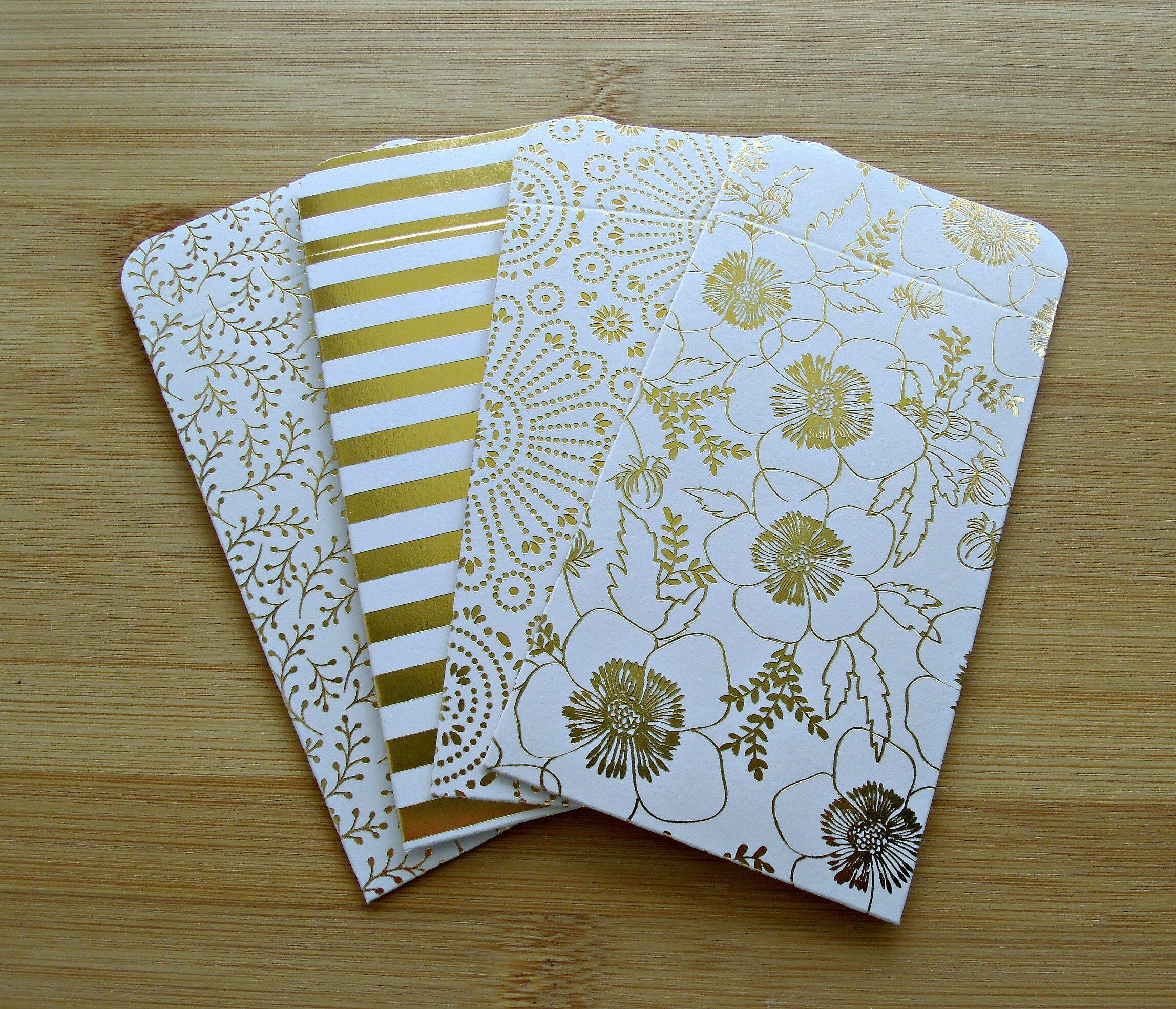 White&gold Paper Pockets//sachets,set of 8,gold Foiled Variety ...
