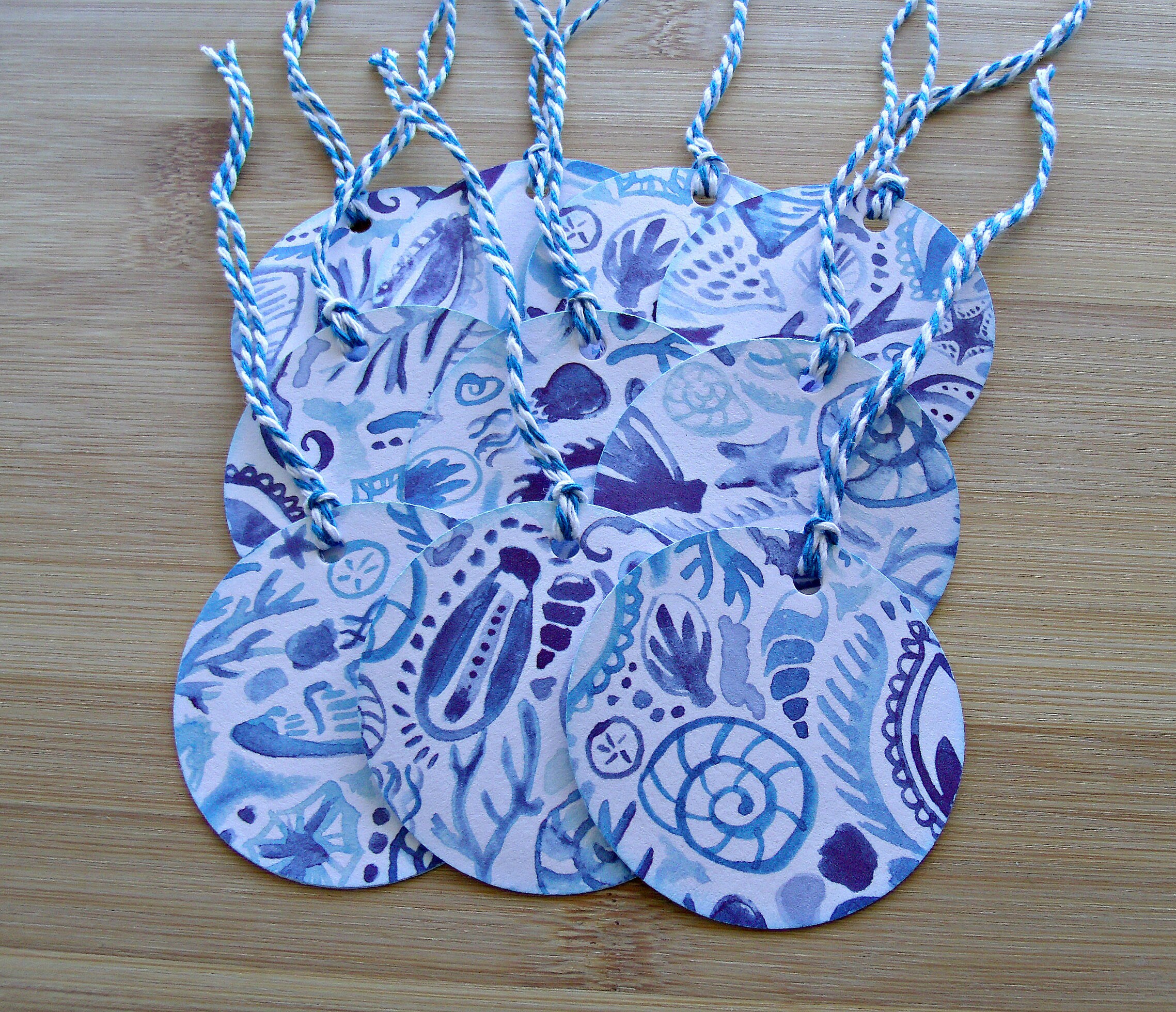 Deep Blue:nautical Gift Tags,set of 10,all Occasion Tags,sea//ocean ...