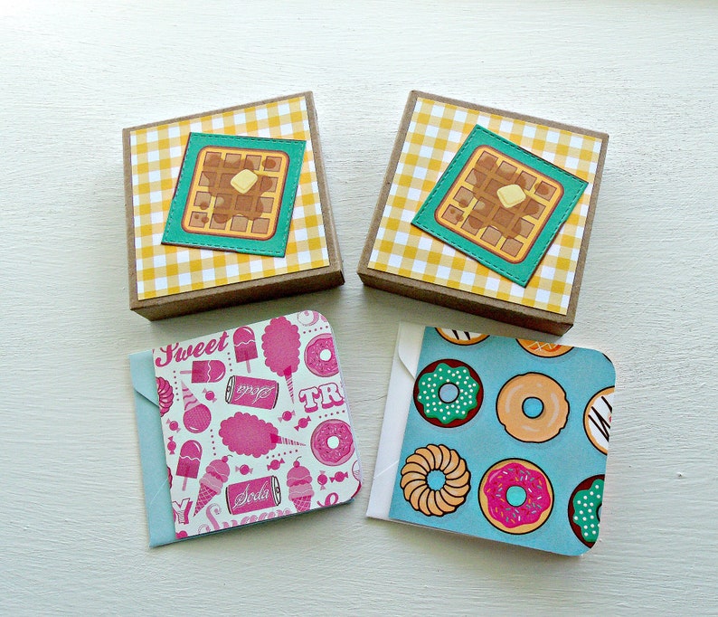 Set of 8 Food Themed Note Cards3x3 Mini Boxed Cards With - Etsy