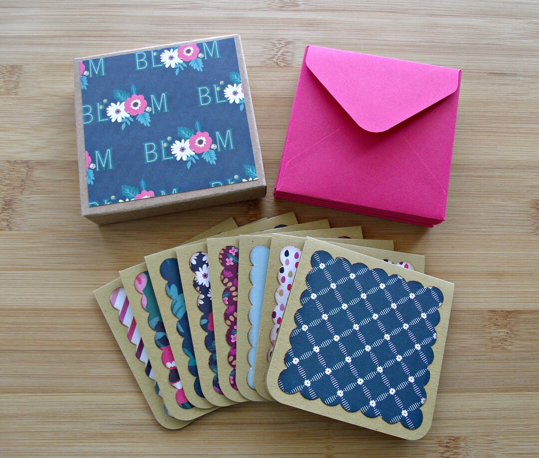 Deep Blossoms:set of 8 Variety All Purpose Note Cards,3x3 Mini Boxed ...