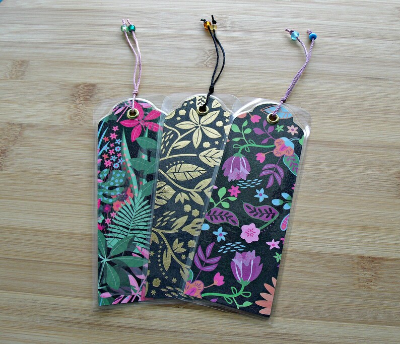 Floral Paradise:laminated Bookmarks,set of 3 Cardstock Bookmarks,reader ...