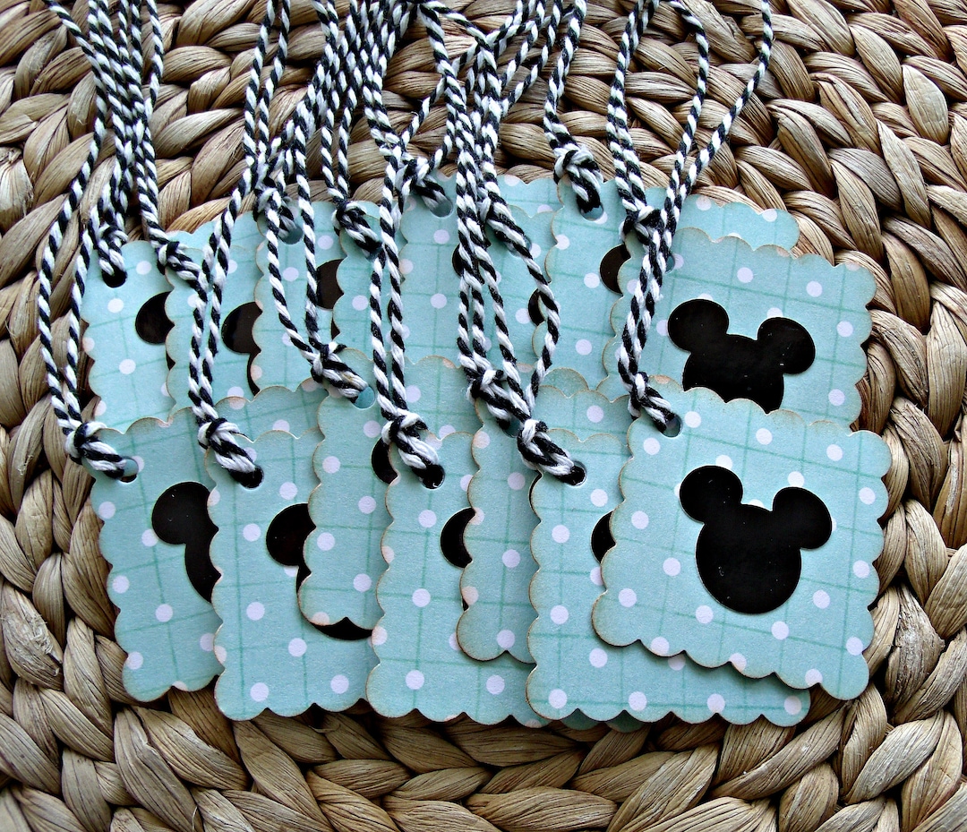 Mouse Tags,set of 15,scalloped Square Gift Tags,party Tags,polka Dot ...
