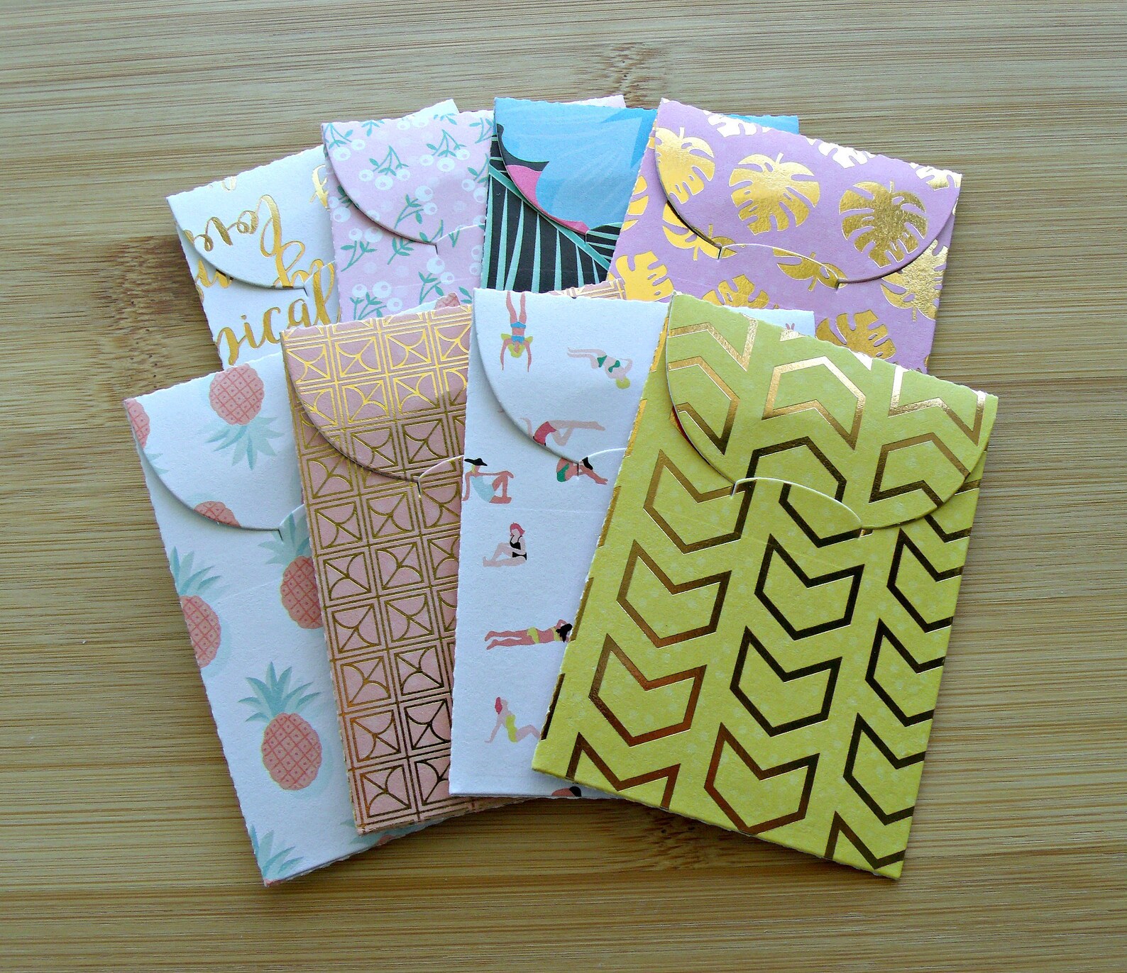 Tropicana:set of 8 Mini Pocket Envelopes,variety Printed Cardstock ...