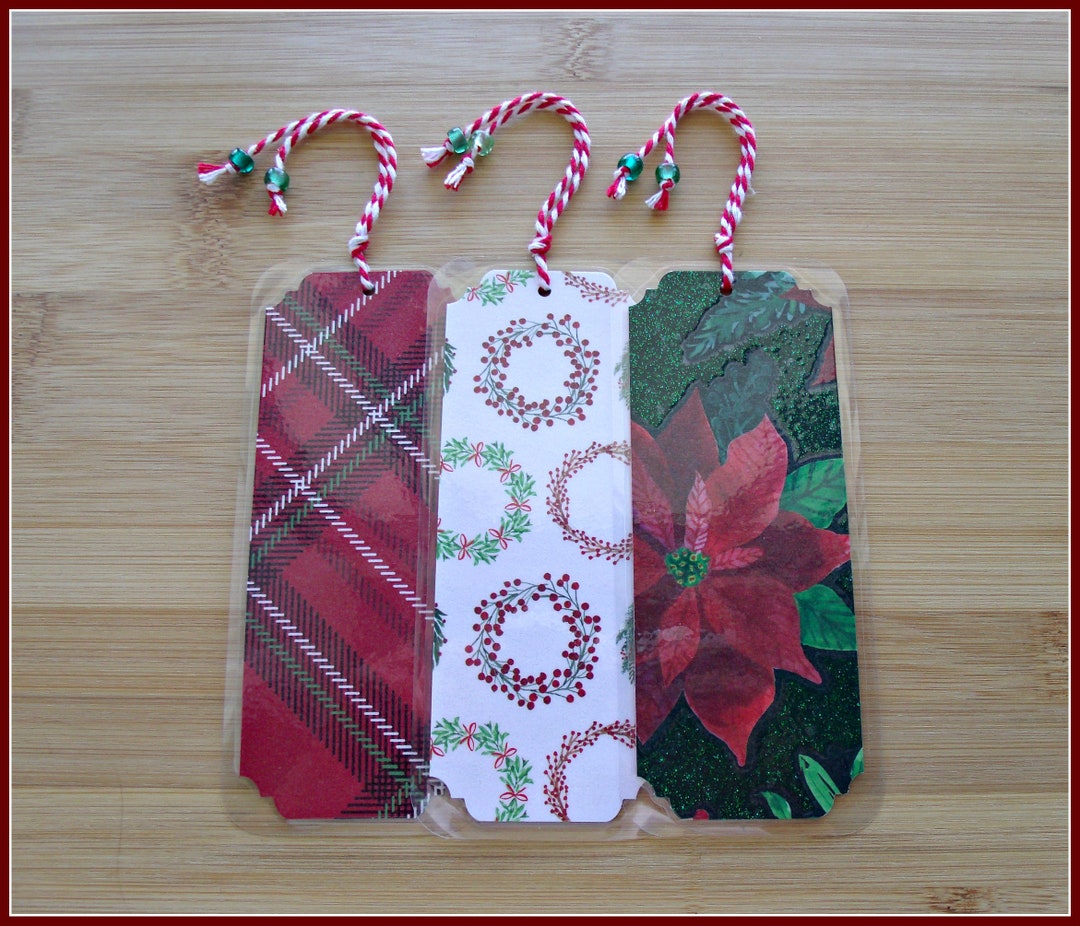 Set of 3 Laminated Christmas Bookmarks,variety Holiday Bookmarks,reader ...