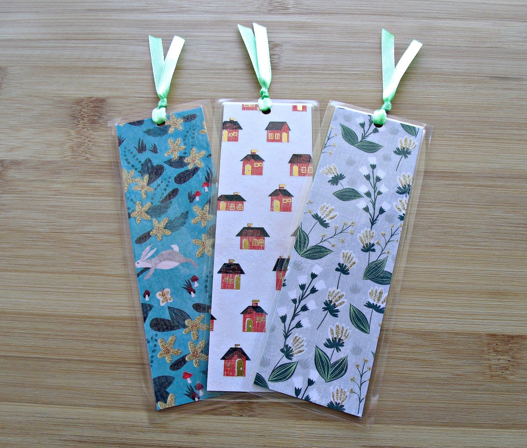 Country Manor:set of 3 Variety Laminated Bookmarks With Ribbon ...