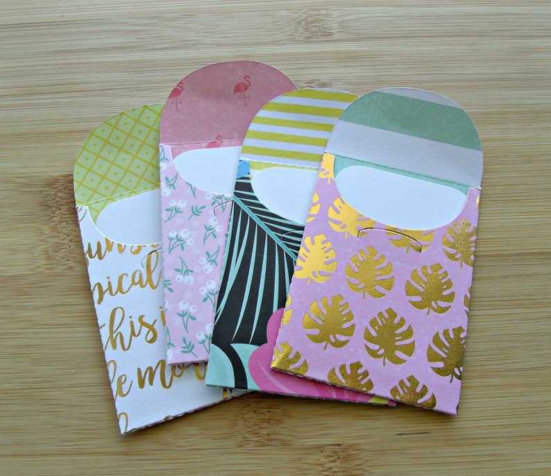 Tropicana:set of 8 Mini Pocket Envelopes,variety Printed Cardstock ...