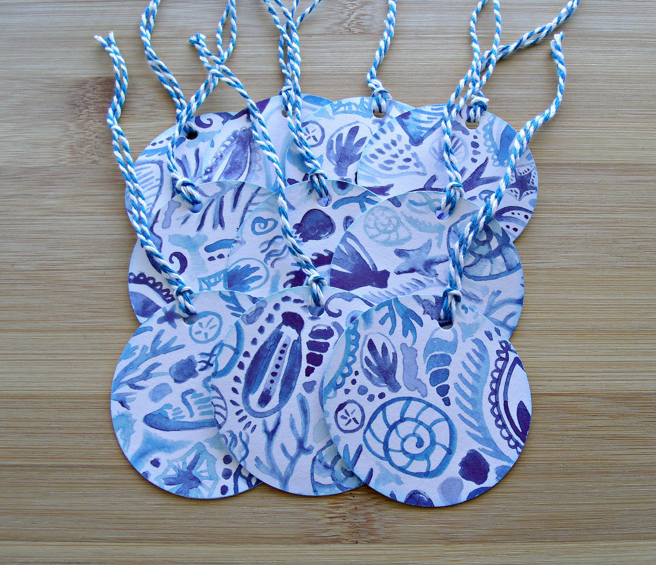 Deep Blue:nautical Gift Tags,set of 10,all Occasion Tags,sea//ocean ...