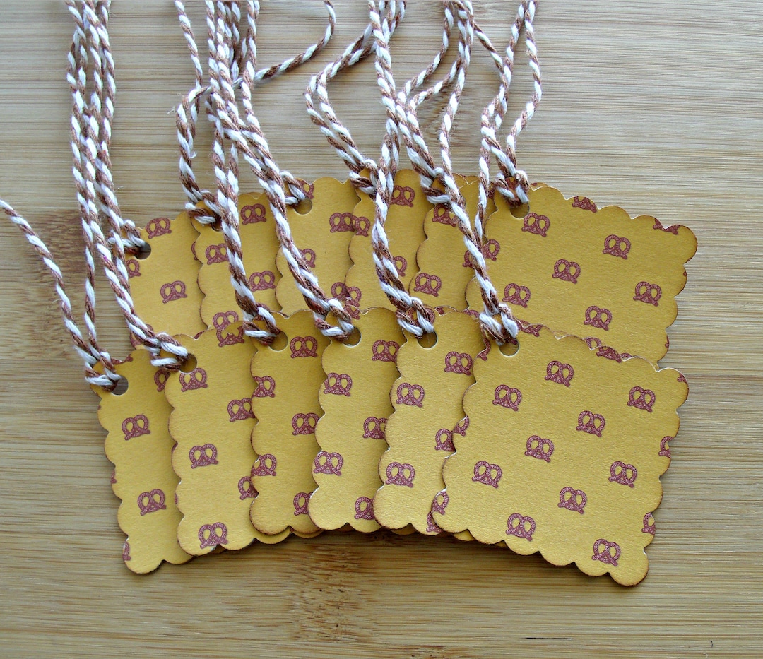 Mini Pretzels:set of 12 Scalloped Square Food Gift Tags,all Purpose ...