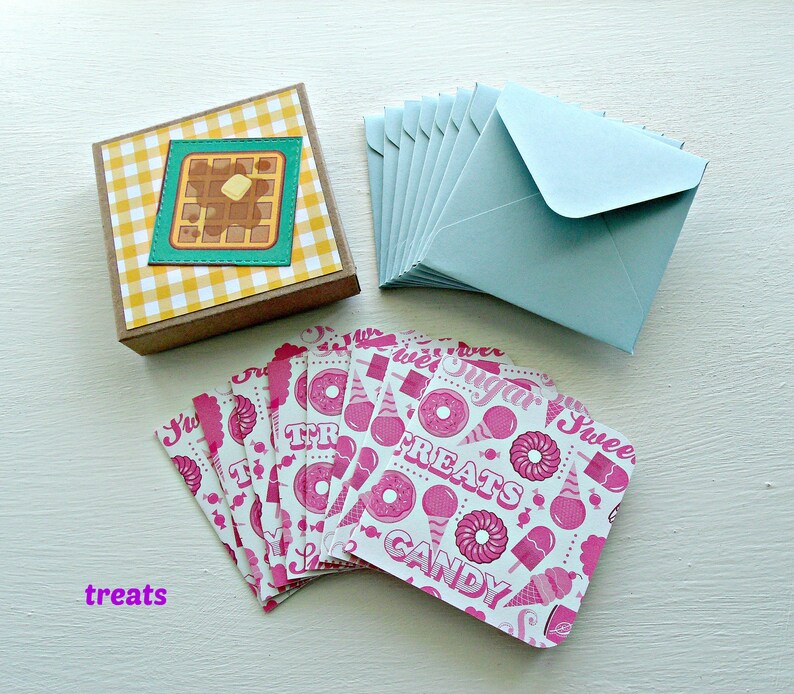 Set of 8 Food Themed Note Cards3x3 Mini Boxed Cards With - Etsy