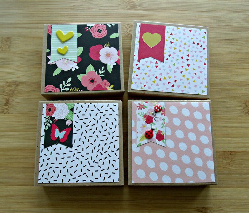 Girls Rule:set of 8 All Purpose Note Cards,3x3 Mini Boxed Cards With ...