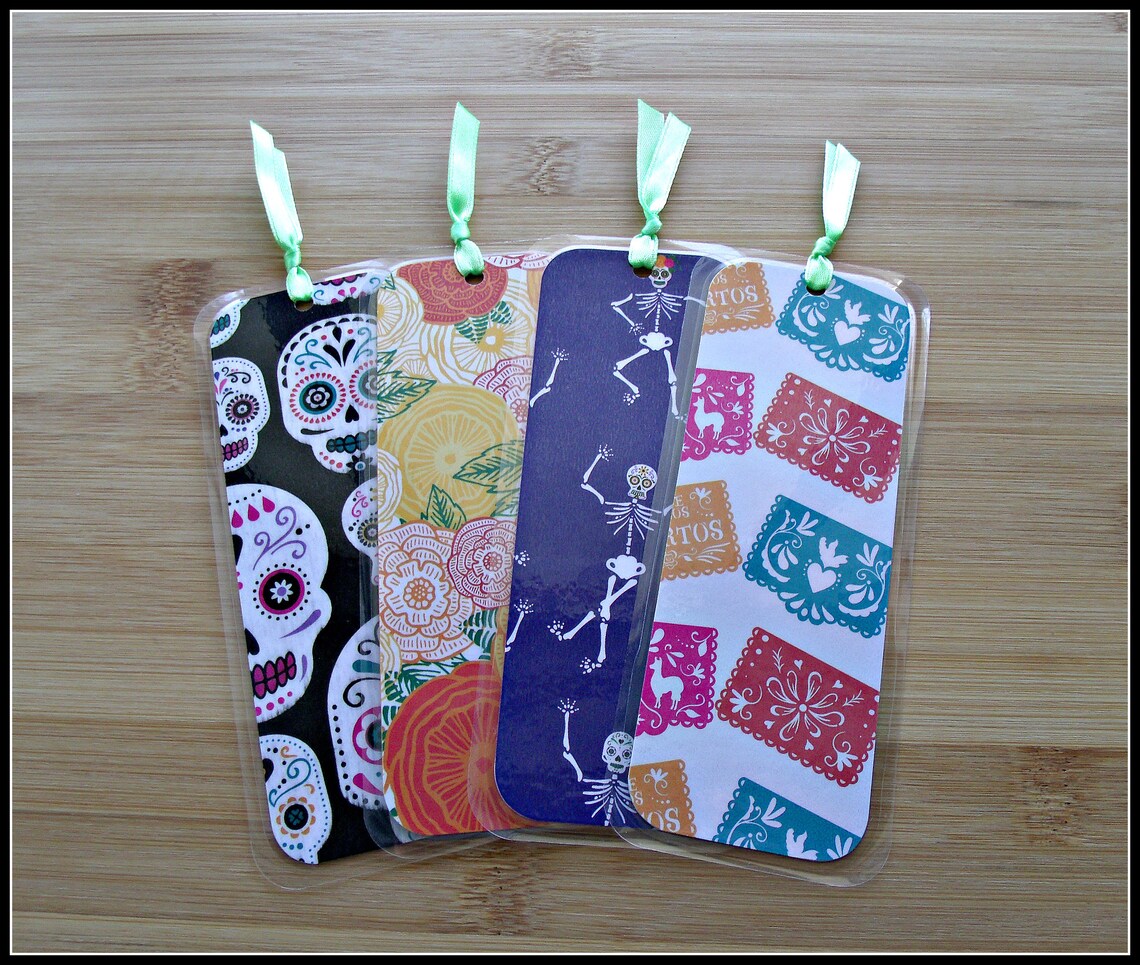 Dia De Los Muertos:set of 4 Laminated Bookmarks,variety Halloween ...