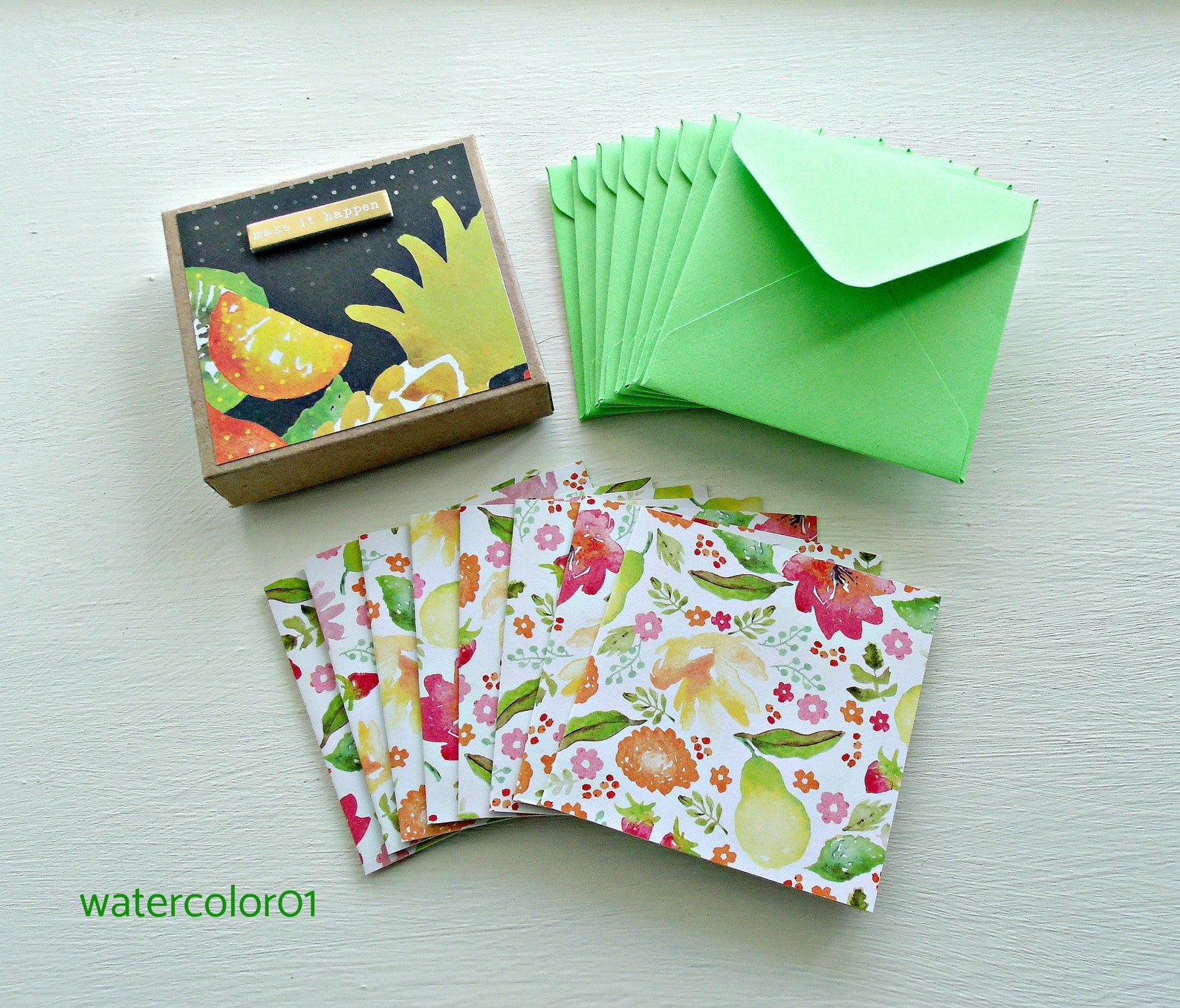 Watercolor:set of 8 All Purpose Note Cards3x3 Mini Boxed - Etsy