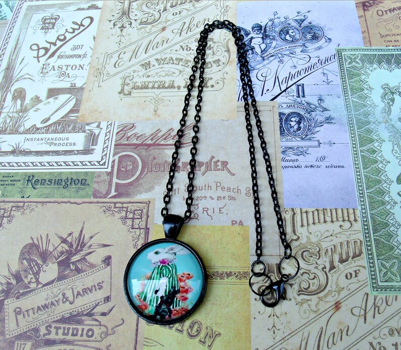 Little Miss Rabbit:glass Dome Cabochon Necklace,25mm Cabochon Pendant ...