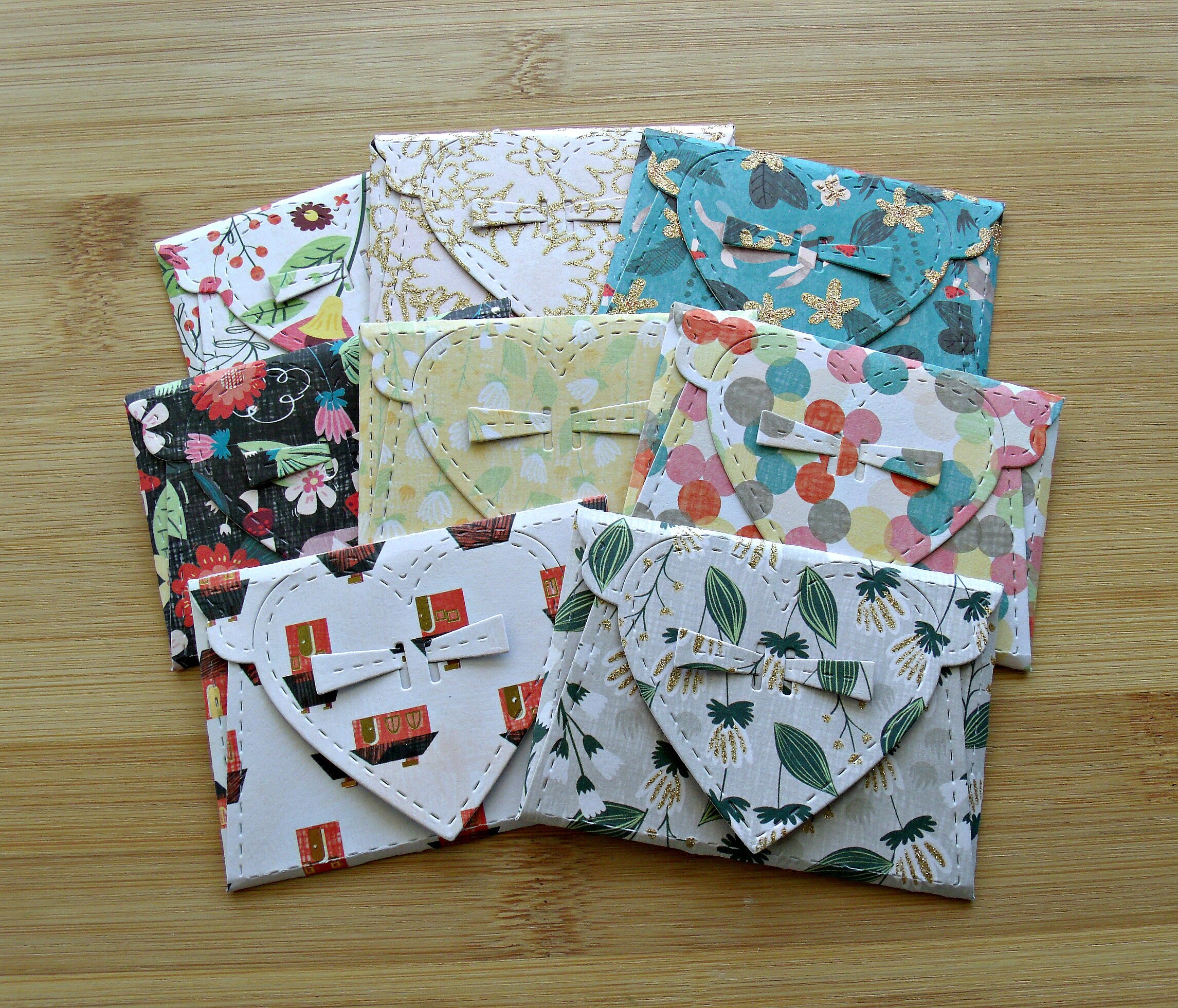 Country Manor:set of 8 Mini Envelopes,small Heart Die-cut Envelopes ...
