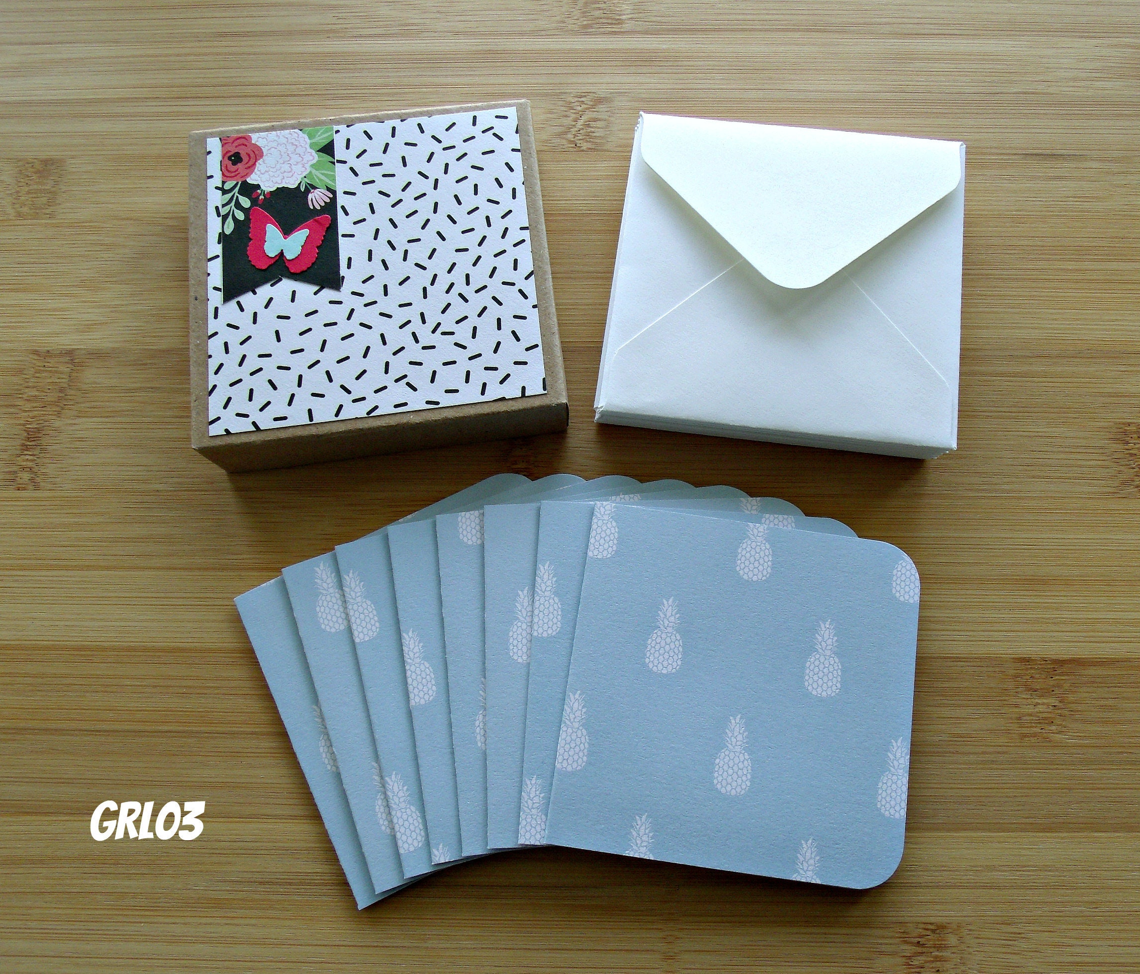 Girls Rule:set of 8 All Purpose Note Cards,3x3 Mini Boxed Cards With ...