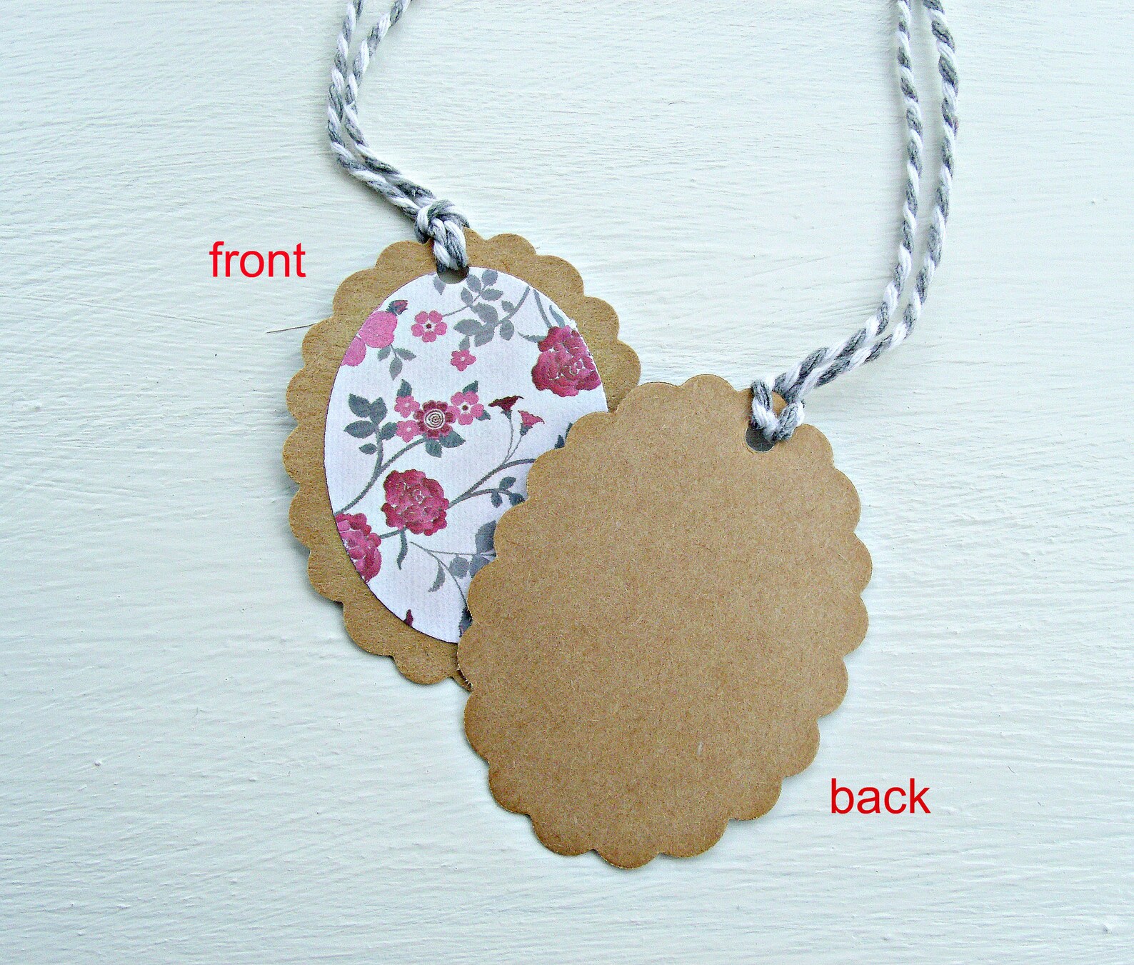 Handmade Scalloped Oval Floral Tagsset of 10kraft - Etsy