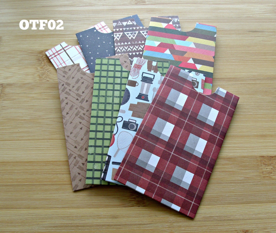 Outfitters:masculine Paper Pockets,set of 8,gift Card//treat Holders ...