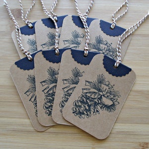 Festive Pine Cone Gift Tags,set of 8,seasonal Stamped Tags,christmas ...