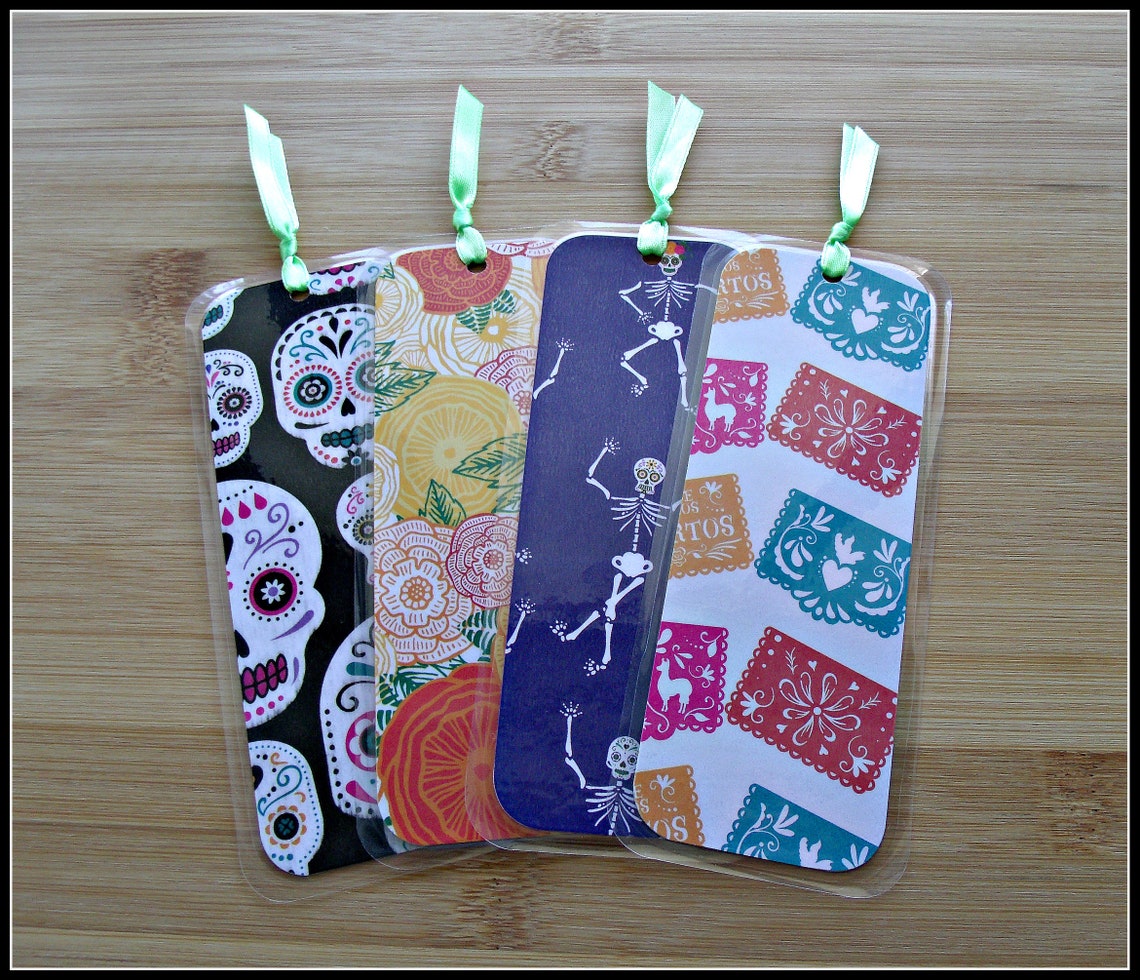 Dia De Los Muertos:set of 4 Laminated Bookmarks,variety Halloween ...