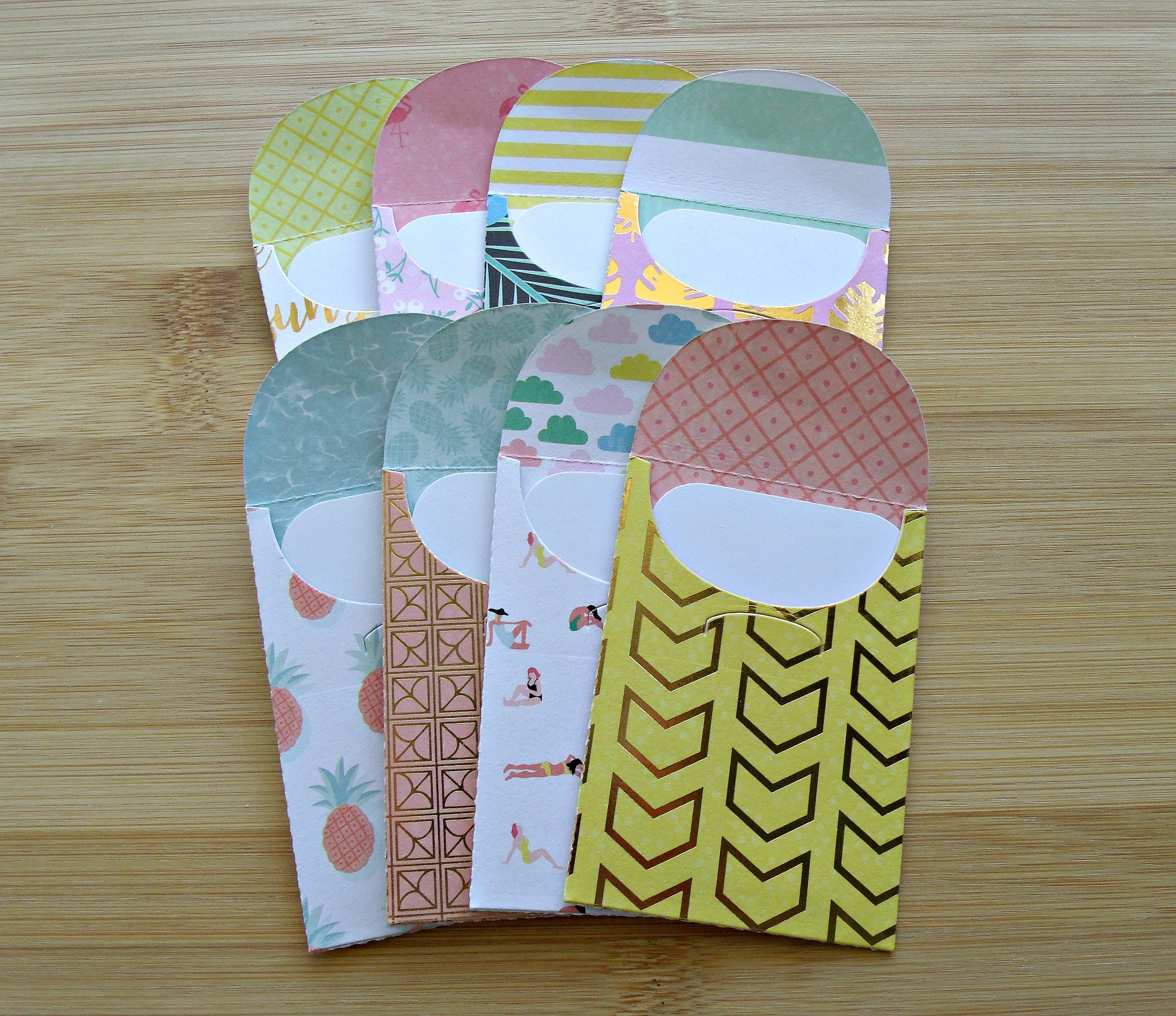 Tropicana:set of 8 Mini Pocket Envelopes,variety Printed Cardstock ...