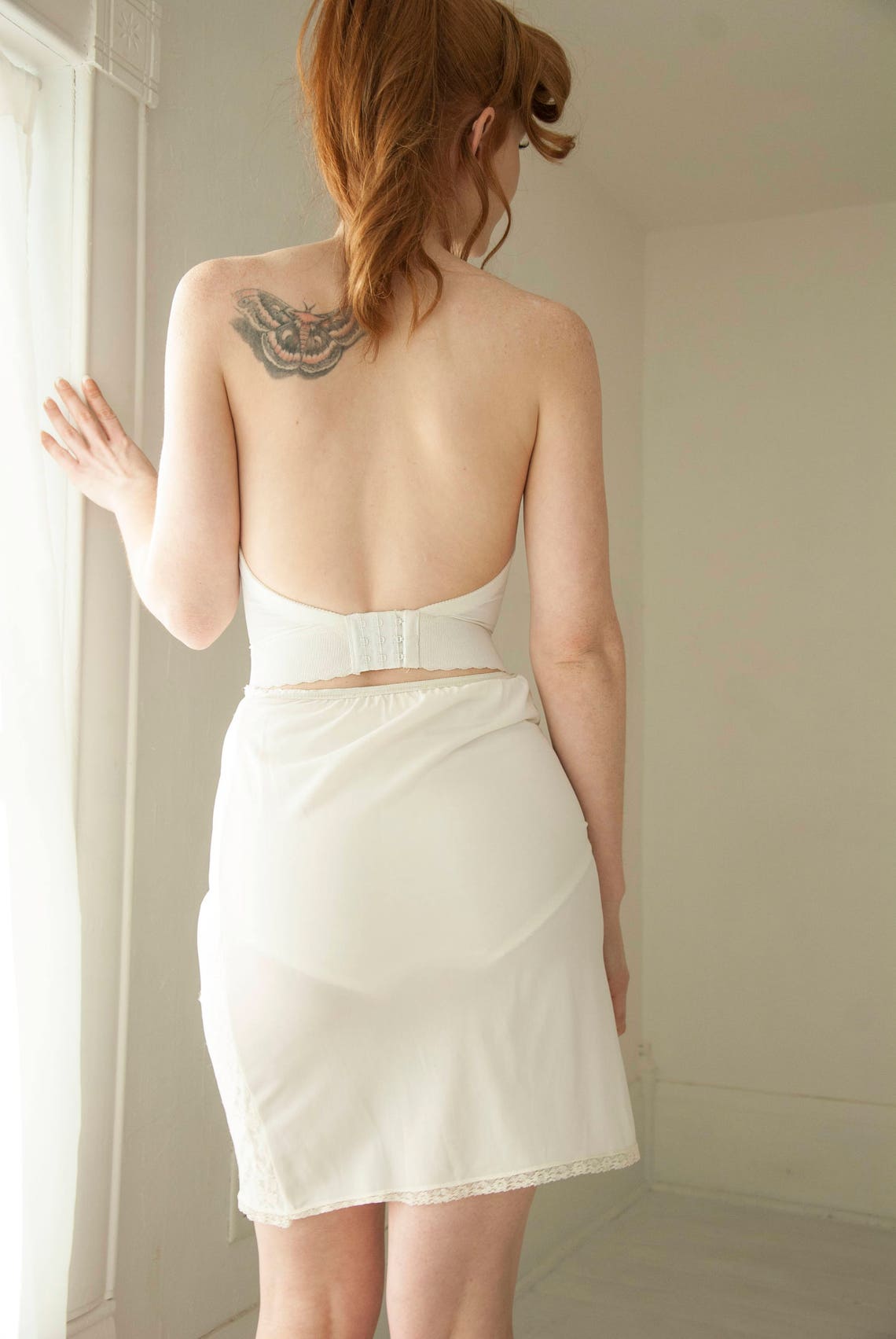 Vintage 1950s White Embroidered Half Slip Knee Length Short Etsy
