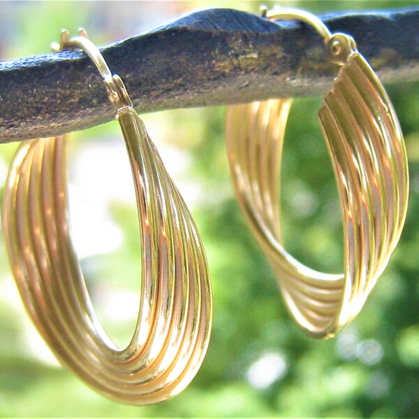 Gold Hoop Earrings 14k - Etsy