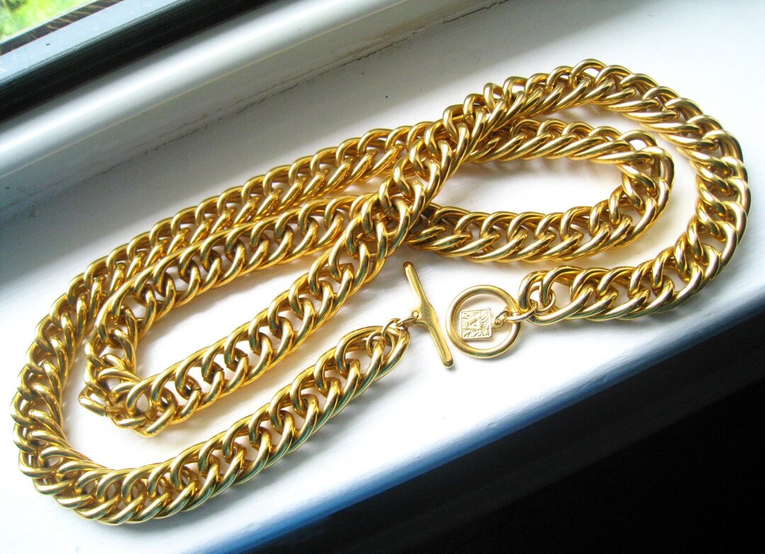 ANNE KLEIN Necklace 31. Chunky Gold Plated Heavy Curb Chain 1/2w ...