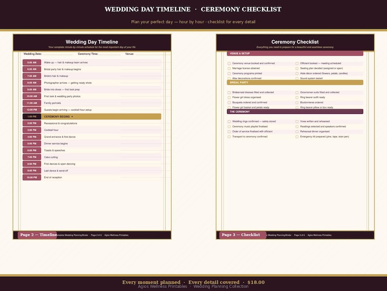 Complete Wedding Planning Binder – Timeline, Checklist, Vendor ...