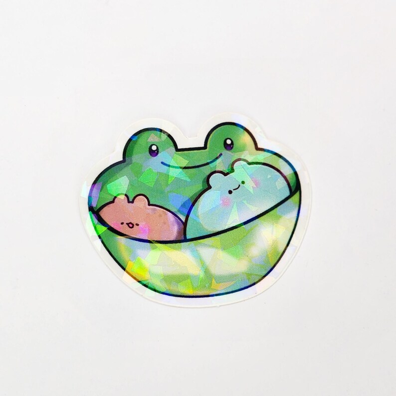 Holographic Cute Frog Vinyl Sticker | Funny Waterproof Sticker for ...