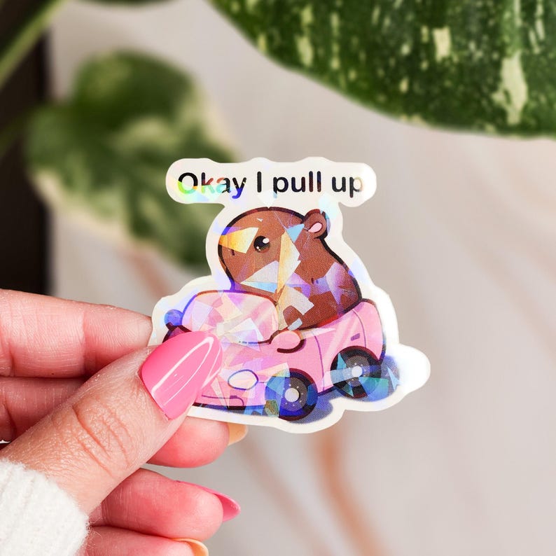 Holographic Cute Capybara Car Vinyl Sticker | Waterproof Sticker for ...