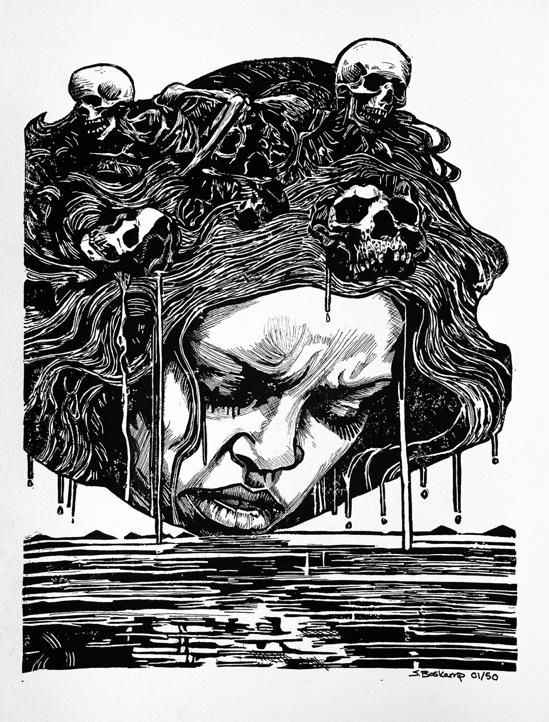 Brain Rot - Linocut Print - Wall Art Decor - Living Room Wall Art ...
