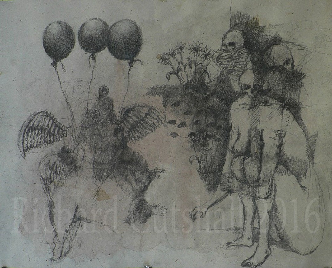 The Levity of Breath- Original Art Brut and Surrealist Drawing by ...