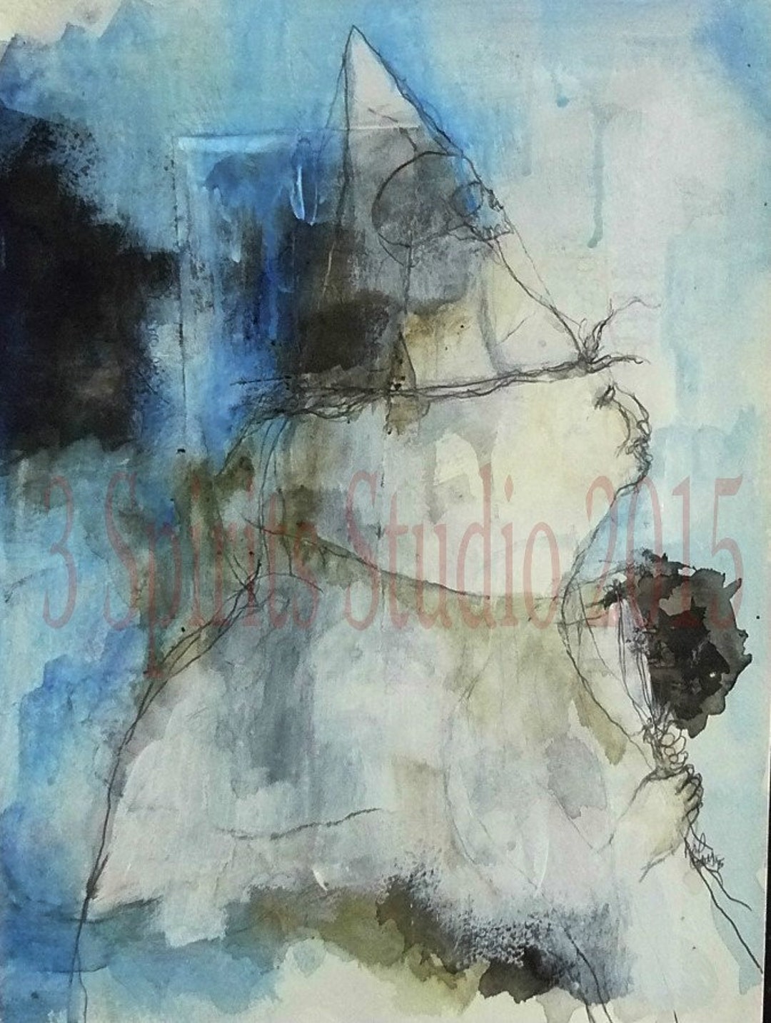 Original Mixed Media Drawing "the Suitor" by Artist Richard Cutshall - Etsy