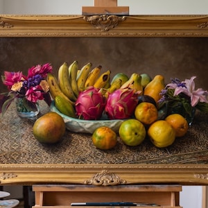 Flemish Baroque Still Life, Fruit & Flower Oil Painting, Digital Fine ...