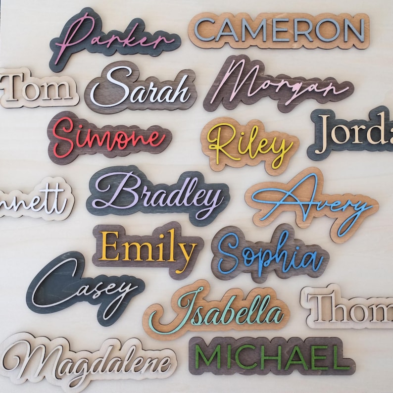 Personalized Wood Name Tags for Parties | Laser Cut Place Cards ...