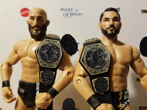 Custom Deluxe Tag Team Championship belts for wrestling figures