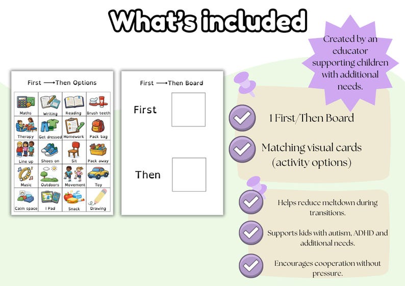 First Then Board Visual Schedule, Autism ABA Speech Therapy Support ...