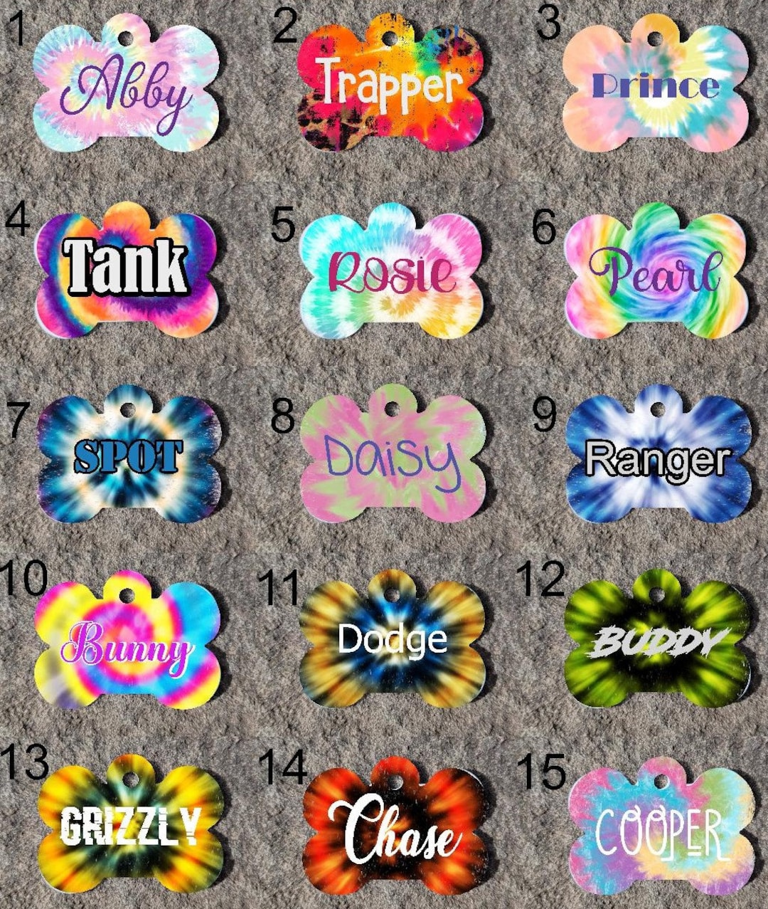 Tye Dye Pet ID Tags Dog ID Tag Dog Tag Personalized Pet Name Tag - Etsy