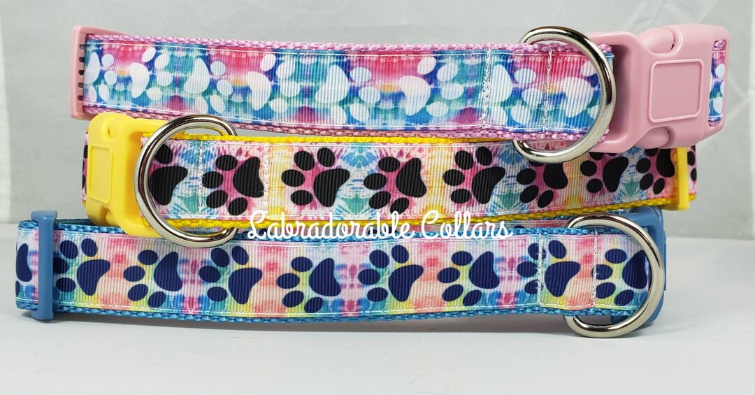 Dog Collar Tye Dye Dog Collars Tye Dye Paw Print Dog Collars - Etsy