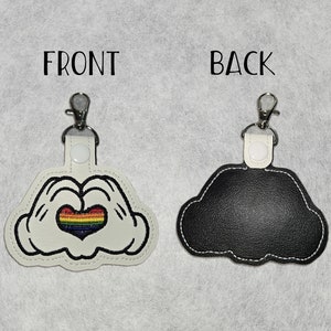 LGBTQIA Pride Mouse Hands Embroidered Vinyl Keychain / Keyfob Snaptab ...
