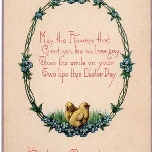 Easter Greetings Original Antique Easter Postcard Chicks Flowers USA - Etsy
