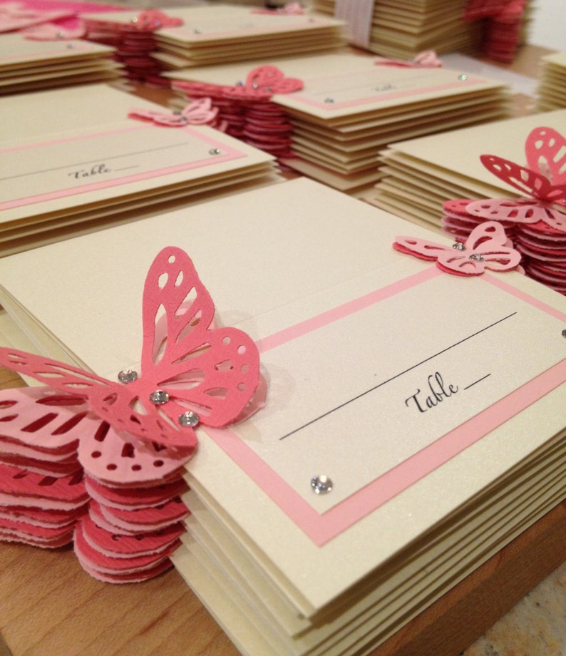 Table Numbers Card Table Tag with Butterflies and Crystals | Etsy