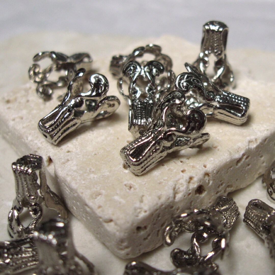 Vintage 13x10mm Baroque Brass Caps in Silver. 18 Pcs. - Etsy