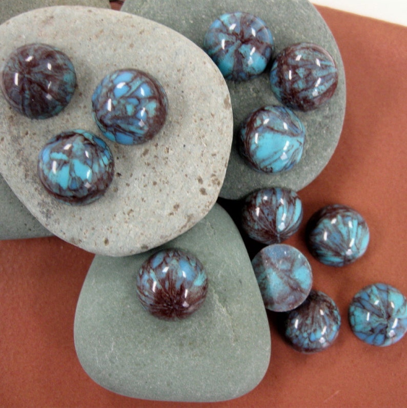 Vintage 13mm Cabs in Turquoise Matrix. 1 Dz. - Etsy