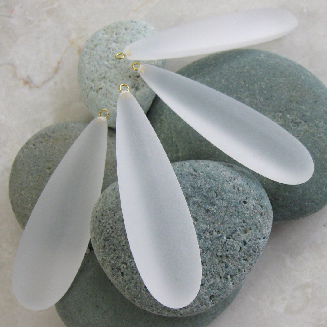 Vintage 2" Frosted Plastic Teardrop With Loop. 4 Pcs. - Etsy