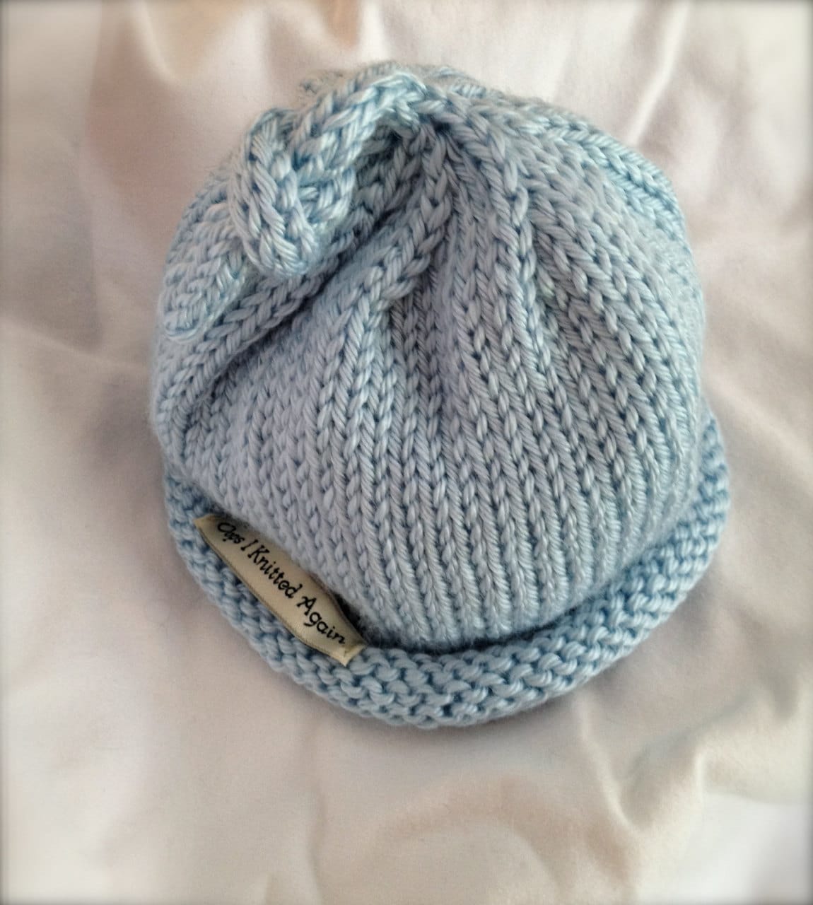 Light Blue Hand Knit Baby Hat - Etsy