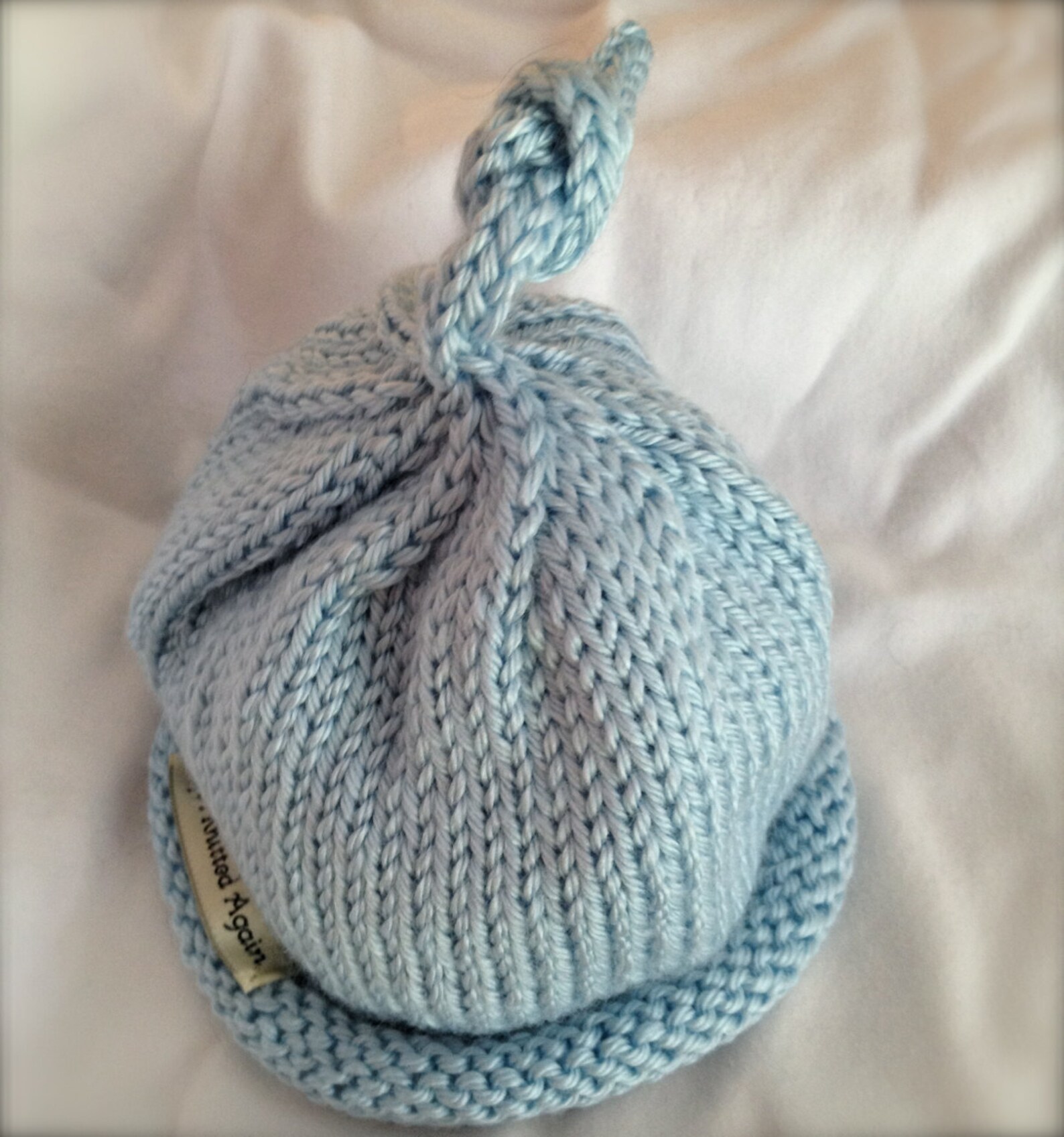 Light Blue Hand Knit Baby Hat - Etsy