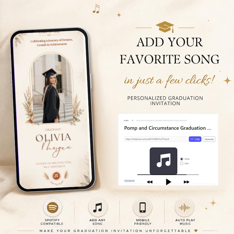 Modern Graduation Website Invitation Template | Editable Canva Party ...