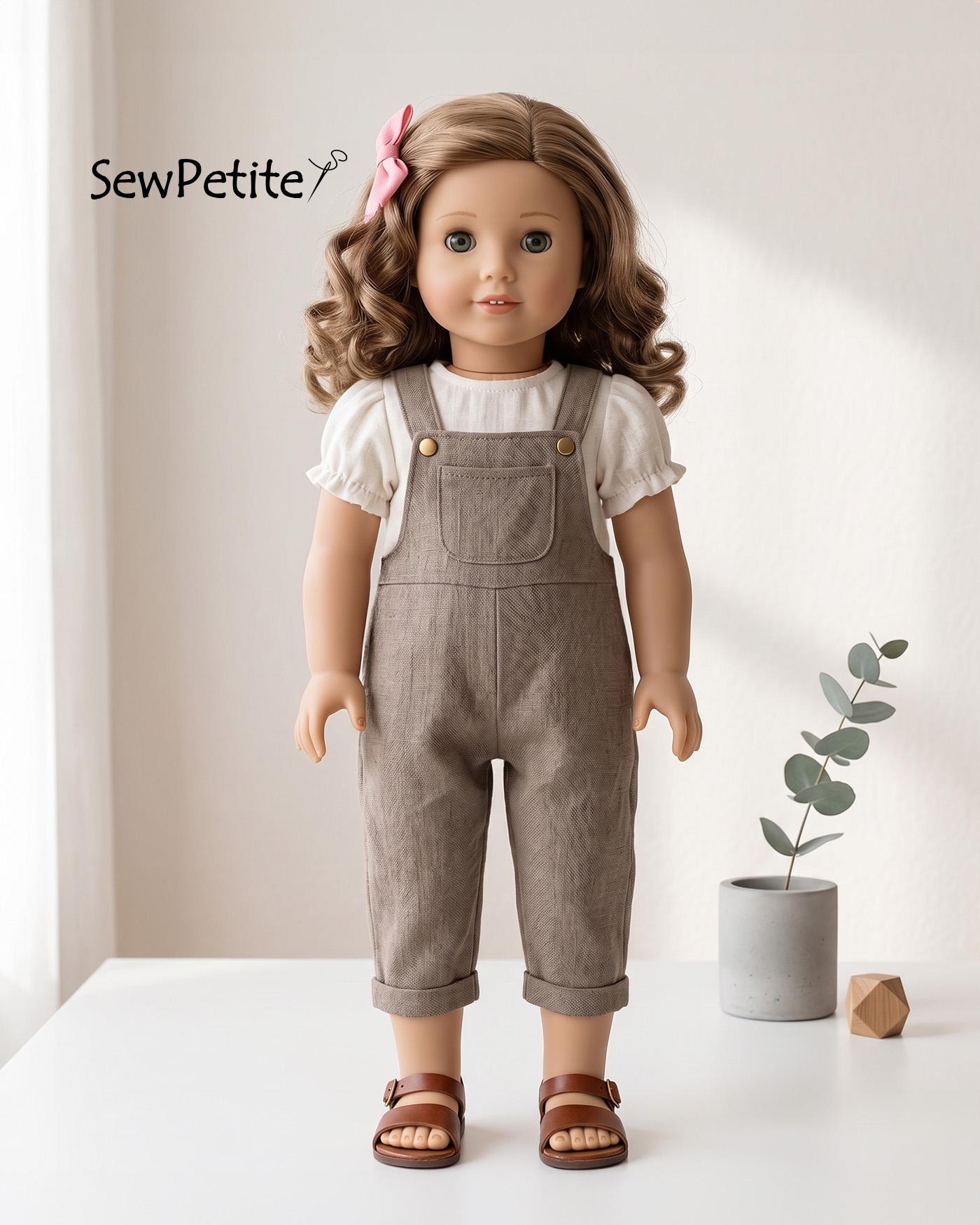 18 Inch Doll Overall Sewing Pattern | Modern Linen Doll Overalls ...